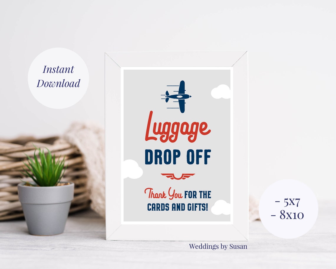 Luggage Drop off 5x7 8x10 Printable Airplane Baby Shower - Etsy