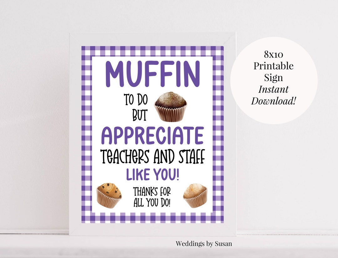 Muffin to Do Printable 8x10 Sign Teacher Appreciation, Purple and White ...