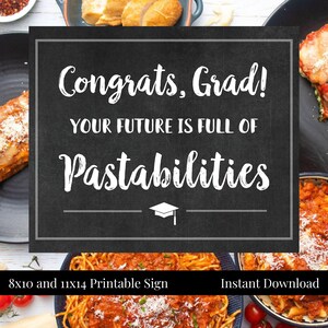 Graduation Party Pasta Bar 8x10, 11x14 Printable Chalkboard Sign, Your ...