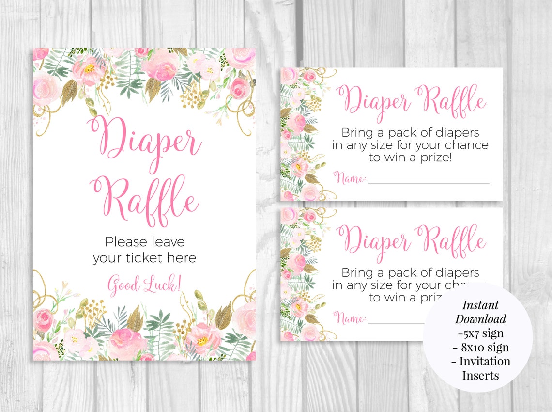 Diaper Raffle Printable 5x7 and 8x10 Baby Shower Signs and | Etsy