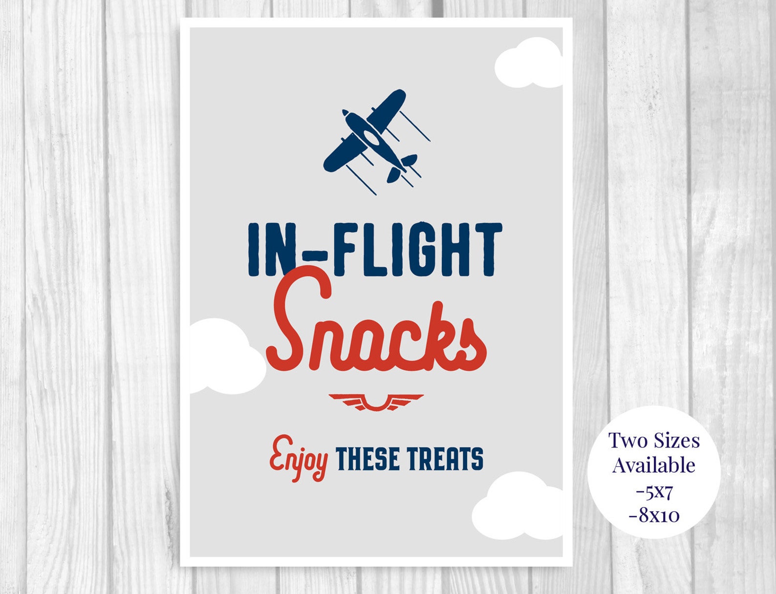 In Flight Snacks 5x7 8x10 Printable Boy's Airplane - Etsy