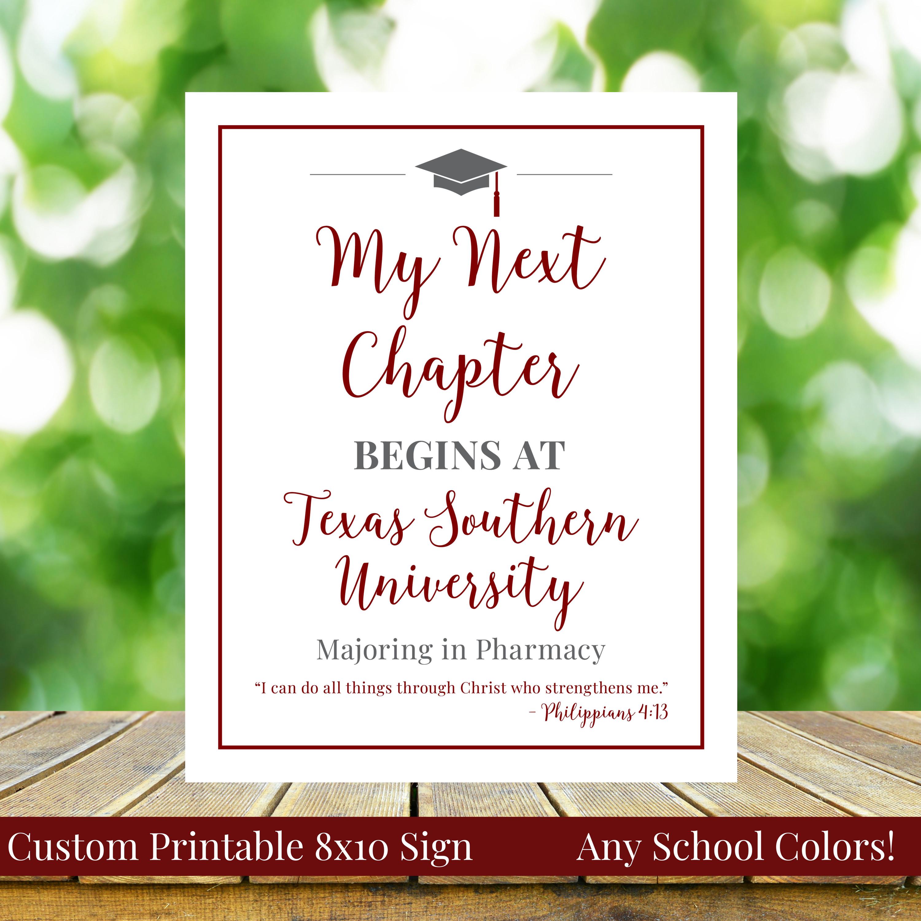My Next Chapter/adventure Begins Printable 8x10 Graduation Sign, Any ...