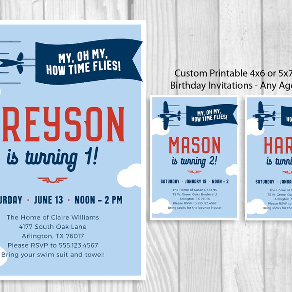 My Oh My How Time Flies Birthday Invitation - Etsy