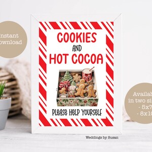 Cookies and Hot Cocoa Printable 5x7, 8x10 Christmas Party Hot Chocolate ...