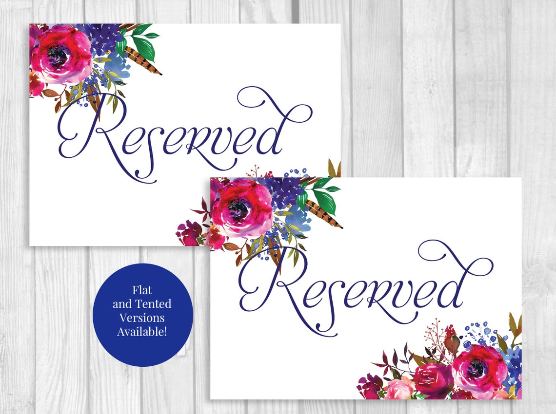 Reserved Table 5x7 Flat Tent Folded Printable Wedding - Etsy