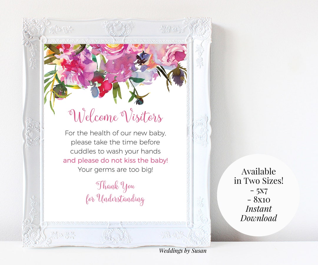 Do Not Kiss Baby 5x7, 8x10 Printable Newborn Baby Hospital Door Sign ...