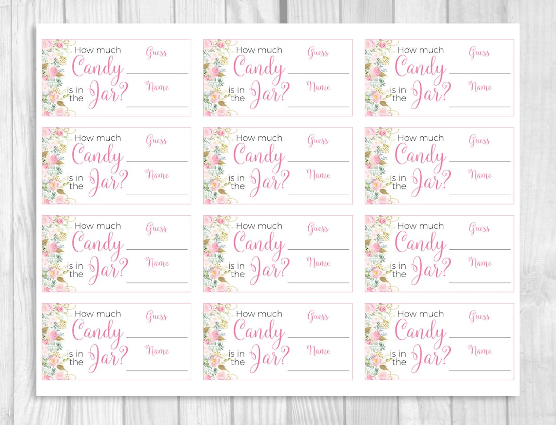 How Much Candy In The Jar Guessing Game Printable 8x10 Bridal Etsy