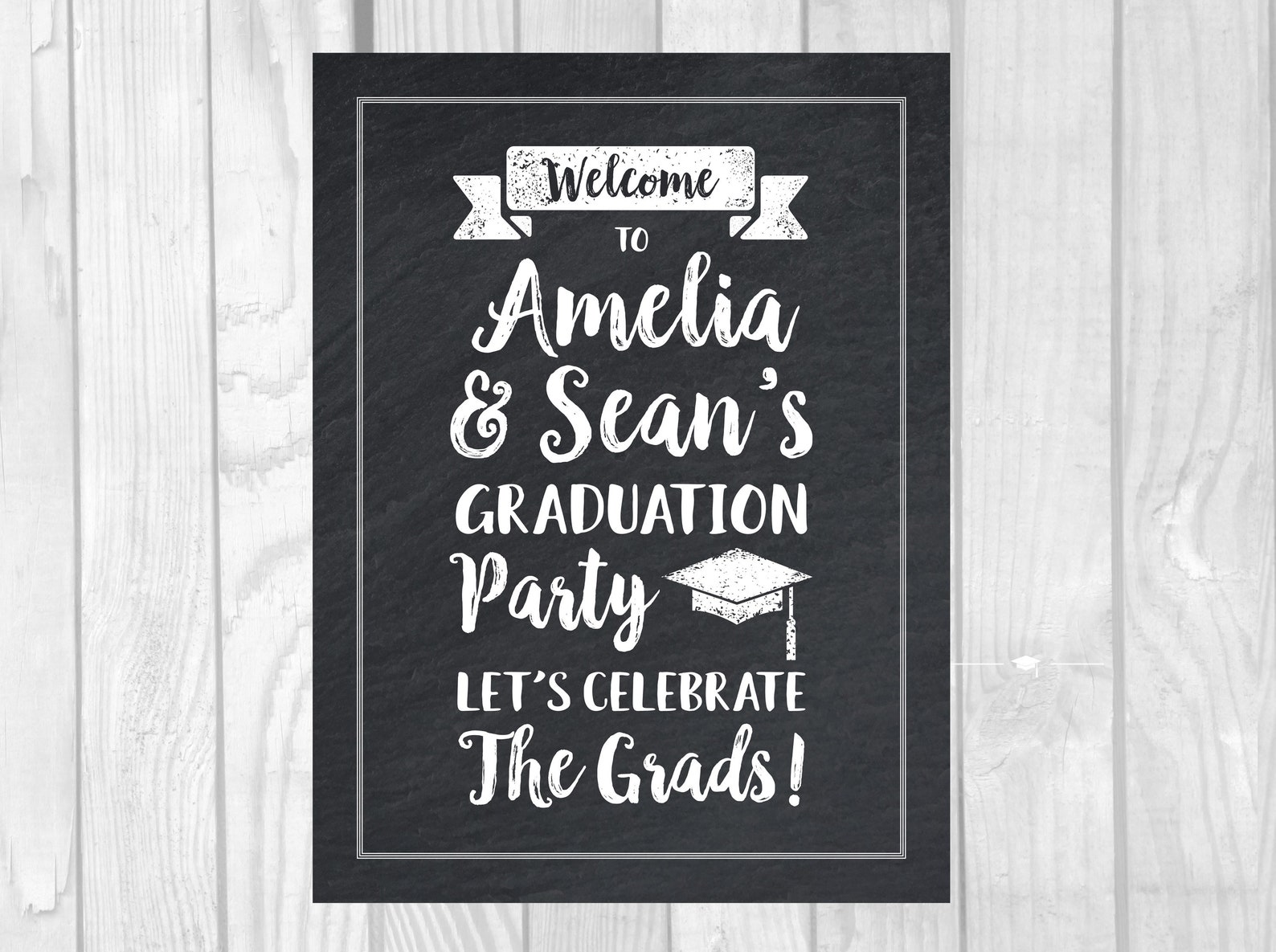 Graduation Party Custom Printable Chalkboard Welcome Sign | Etsy
