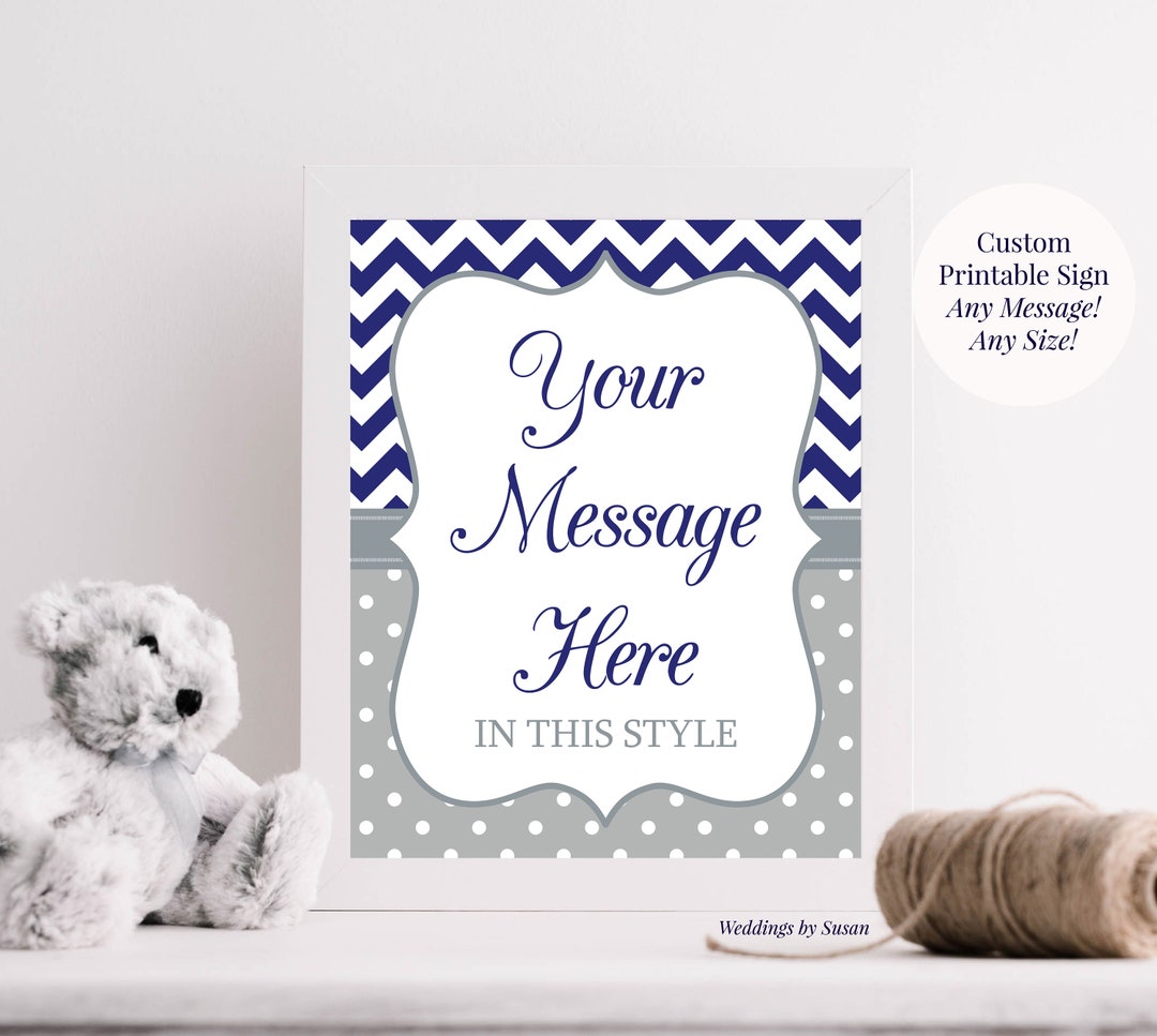 Custom Personalized Boy's Baby Shower Printable Sign Your Message Any ...