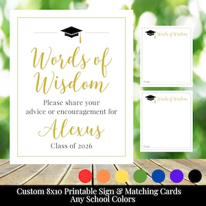 Words of Wisdom 8x10 Personalized Graduation Printable Sign & Matching ...