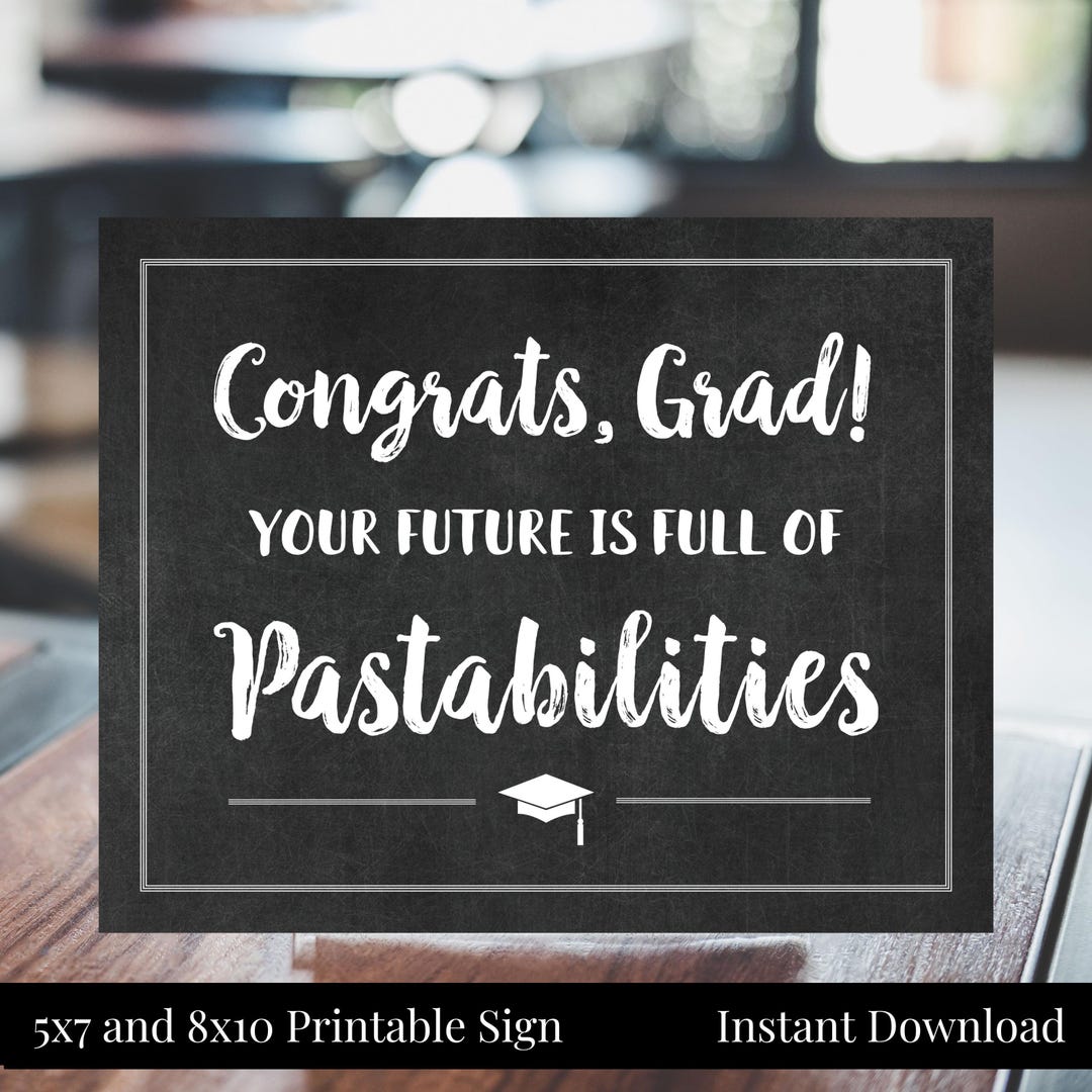 Graduation Party Pasta Bar 5x7, 8x10 Printable Chalkboard Sign, Your ...