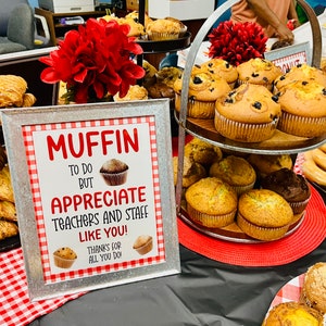 Muffin to Do Printable 5x7, 8x10 Sign Teacher Appreciation, Red White ...
