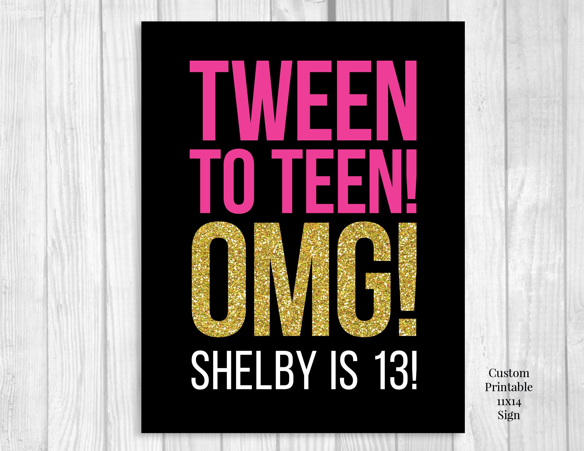 Custom Printable Personalized Tween To Teen Girl's 13th | Etsy