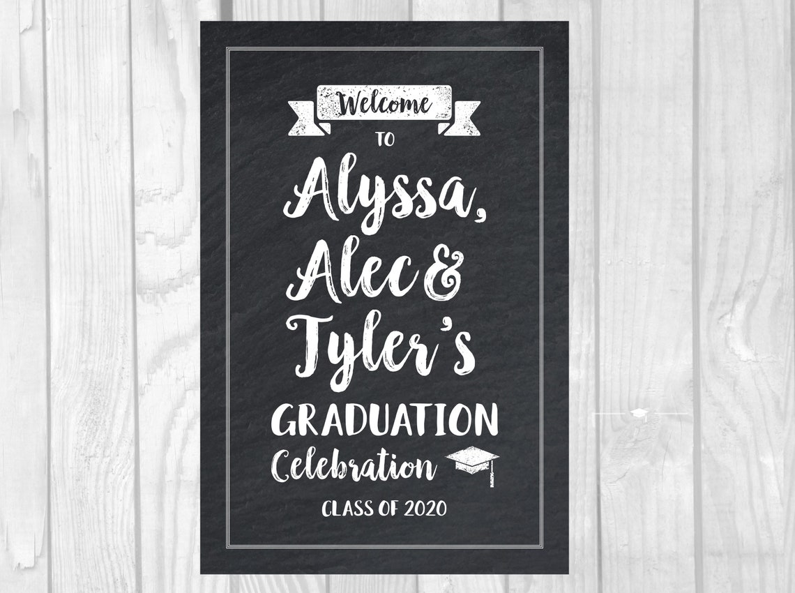 Graduation Party Custom Printable Chalkboard Welcome Sign - Etsy