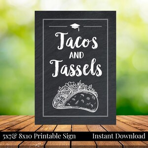 Graduation Party Taco Bar 5x7, 8x10 Printable Chalkboard Sign ...