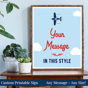 Custom Personalized Printable Airplane Birthday Party Sign, Any Size ...