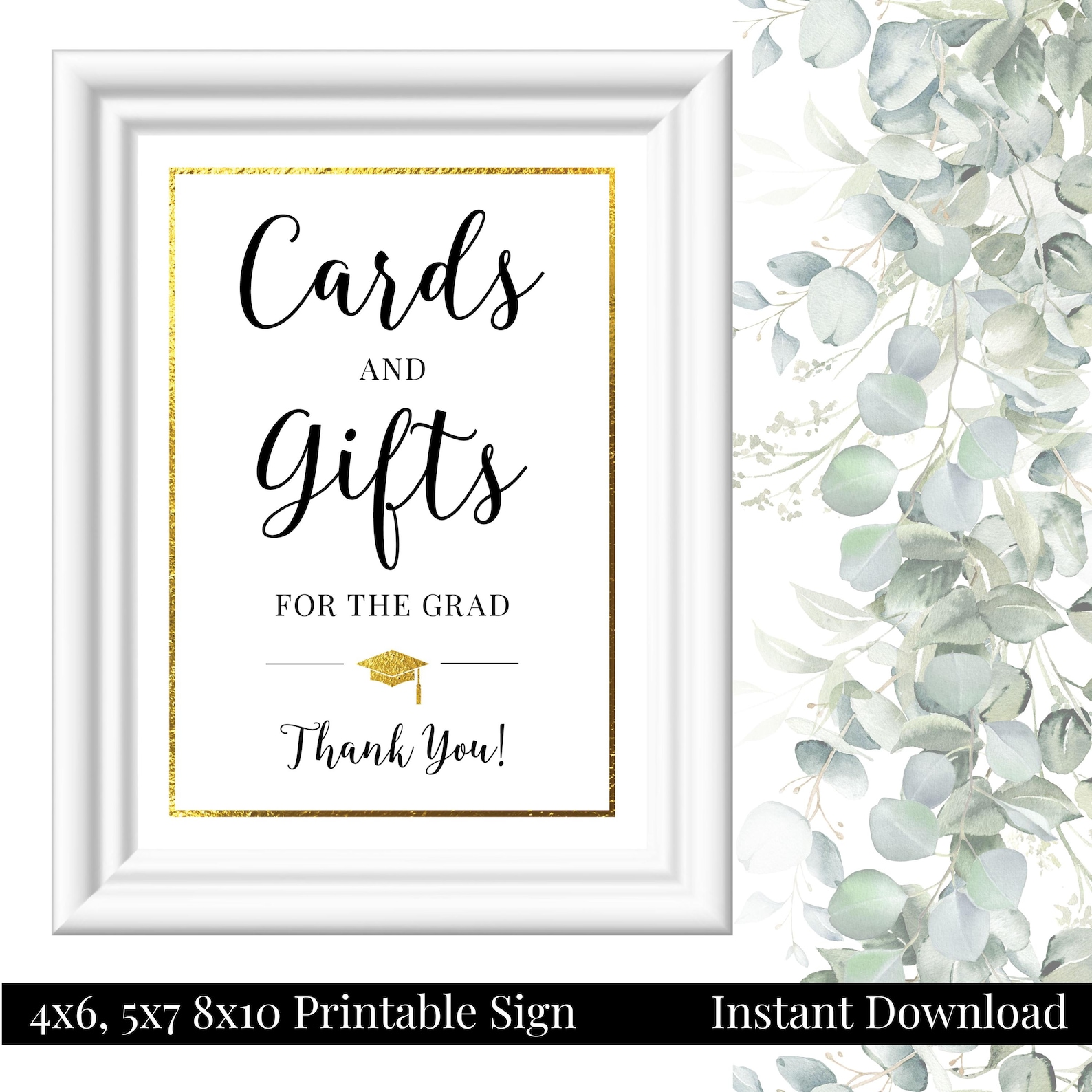 Cards and Gifts for the Grad 4x6, 5x7 8x10 Printable Graduation Party ...