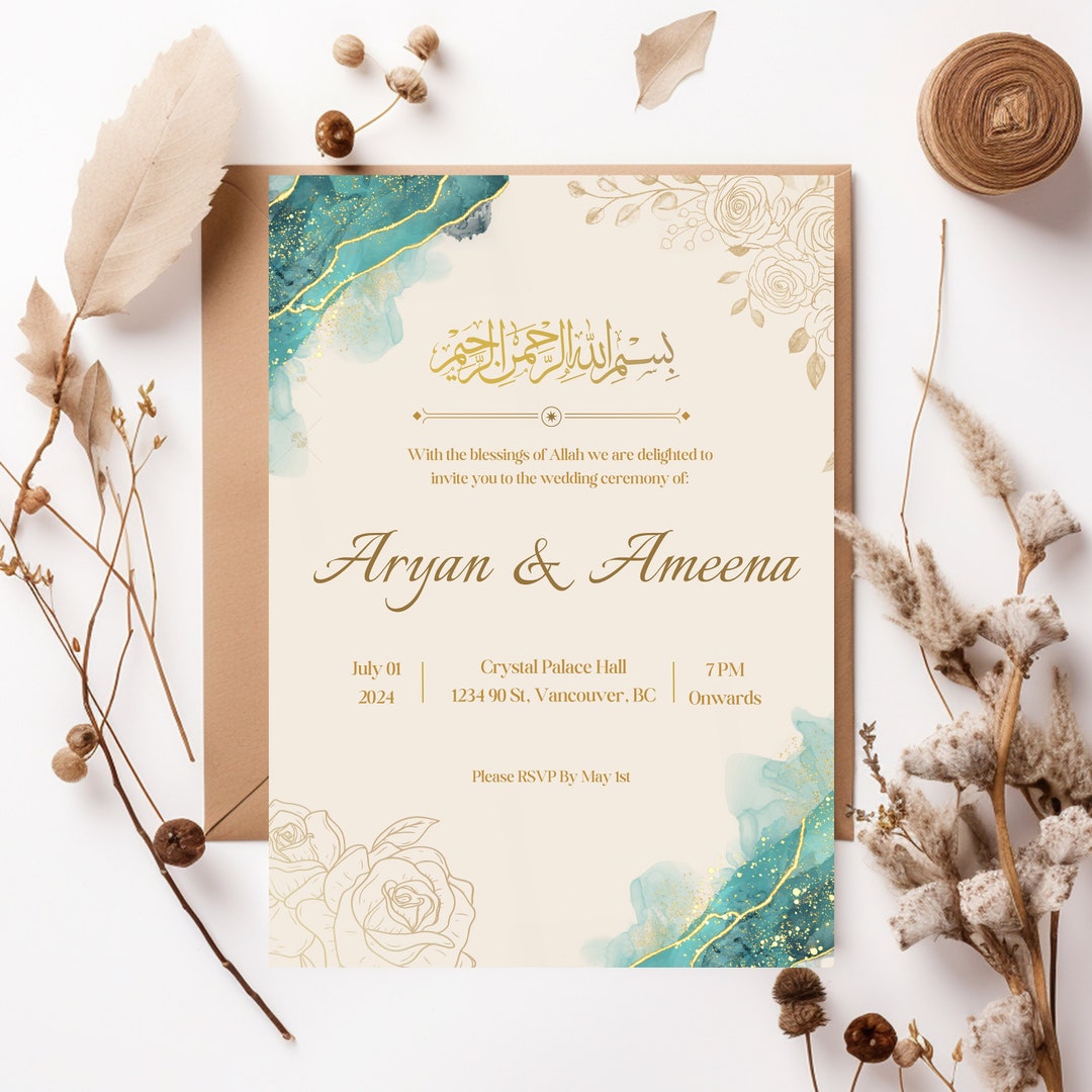 Islamic Wedding Invitation / Nikah Invitation / Muslim Wedding Invite ...
