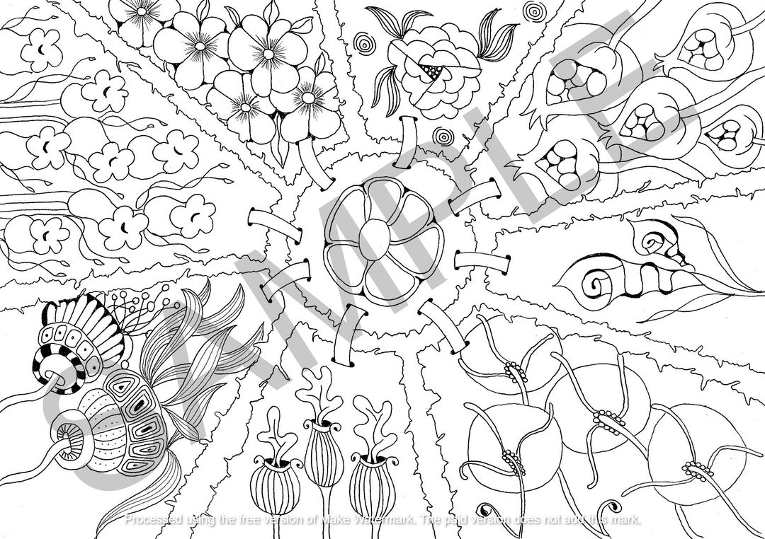 Zentangle Hand Drawn Picture Eight Corners of Blooming Beauty - Etsy