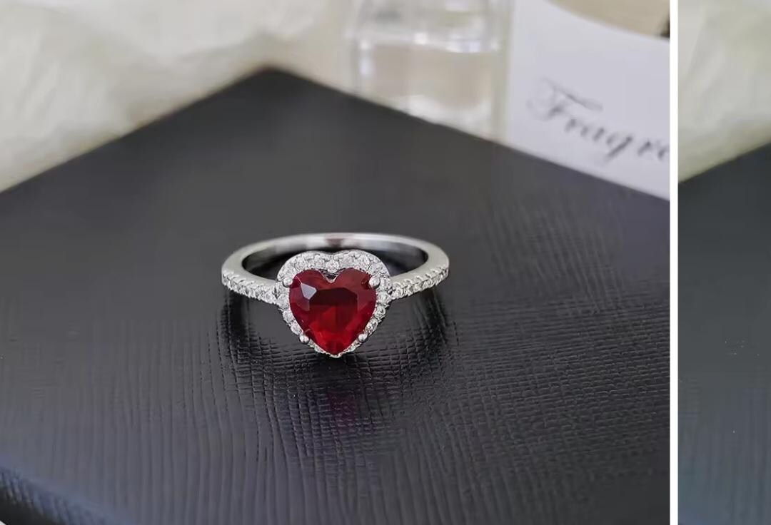 Heart Shaped Red Color Women Ring - Etsy