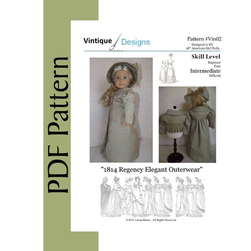 18 Doll PDF Pattern Elegant Outerwear Historical Regency - Etsy