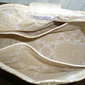 Vintage Barkcloth Handbag Purse Tone-on-tone Champagne Barkcloth ...