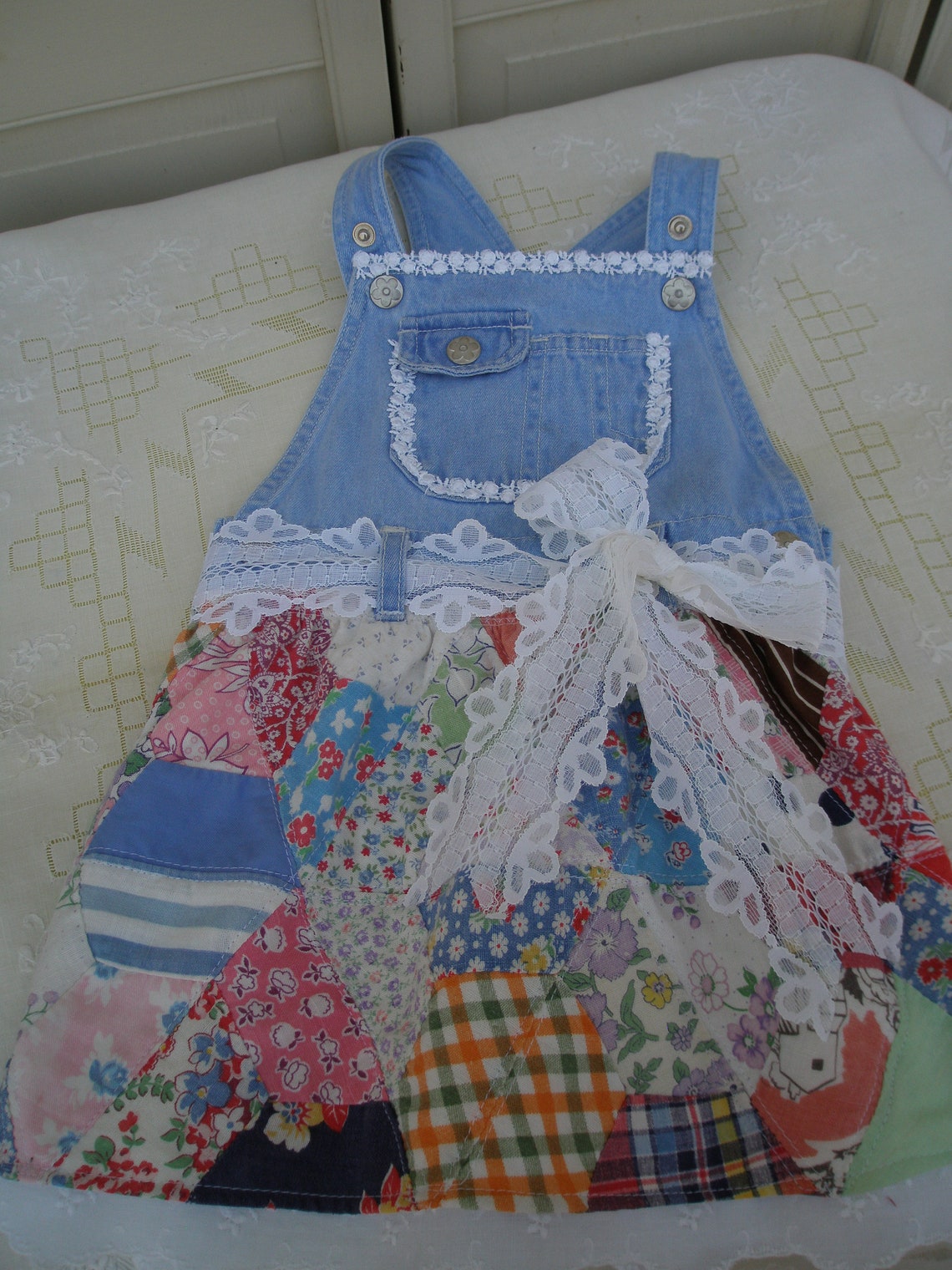 Toddler Overall Dress Vintage Patchwork Quilt Dress | Etsy