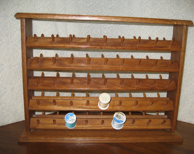 Hardwood Thread Rack Tabletop Thread Holder 90 Spools of Thread Solid ...