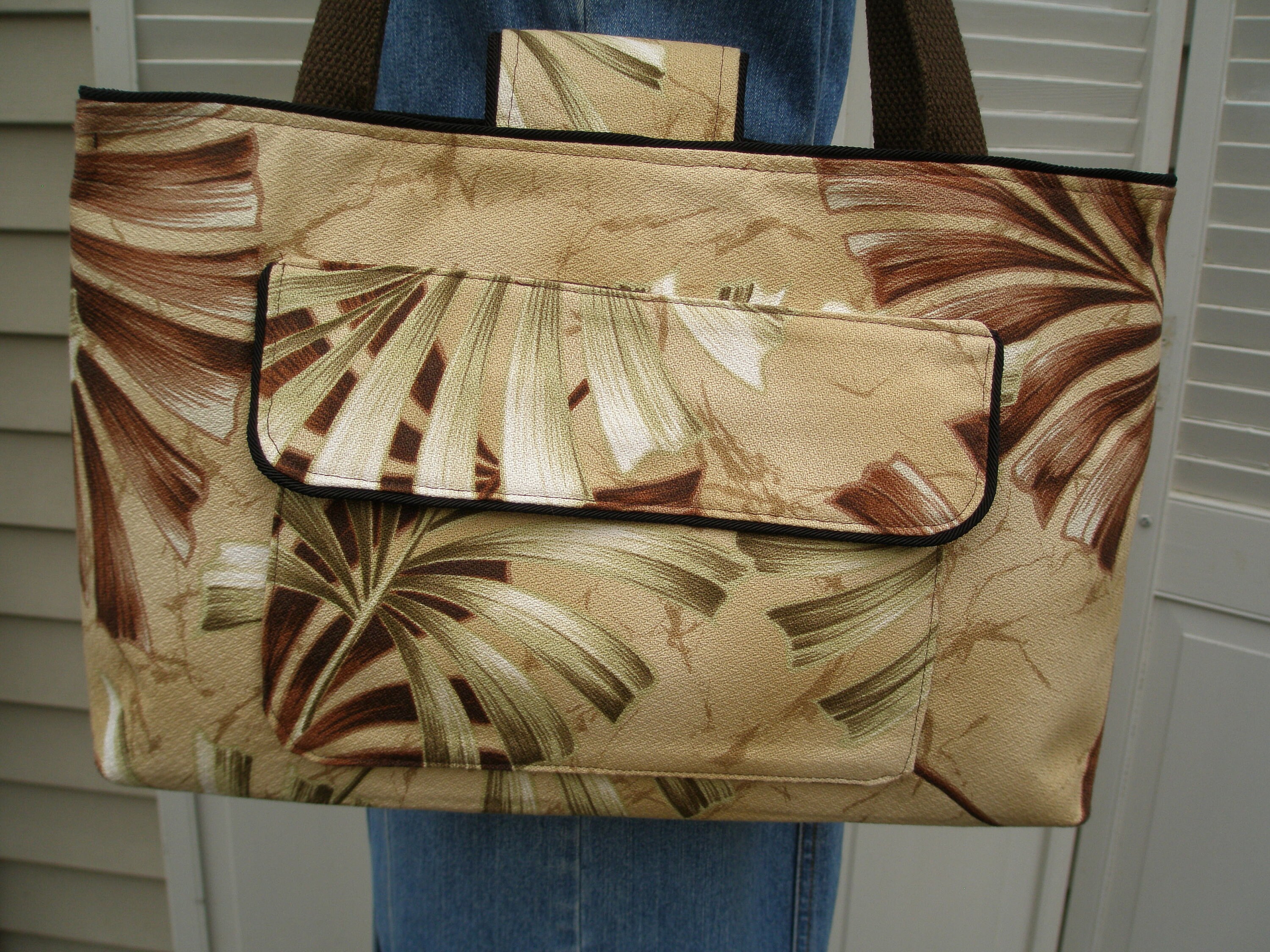 Vintage Barkcloth Tote Bag: 1950s Majestic Palm Leaf Design - Etsy