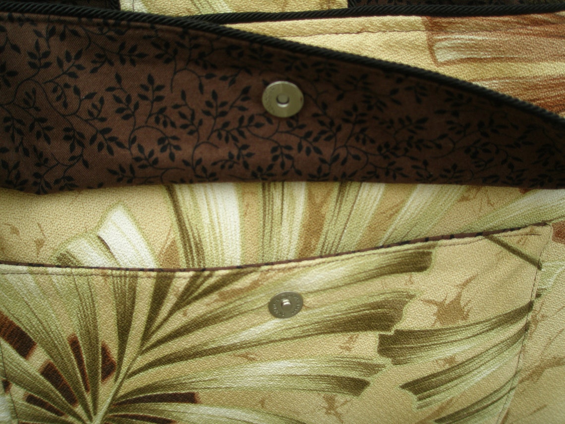 Vintage Barkcloth Tote Bag: 1950s Majestic Palm Leaf Design - Etsy