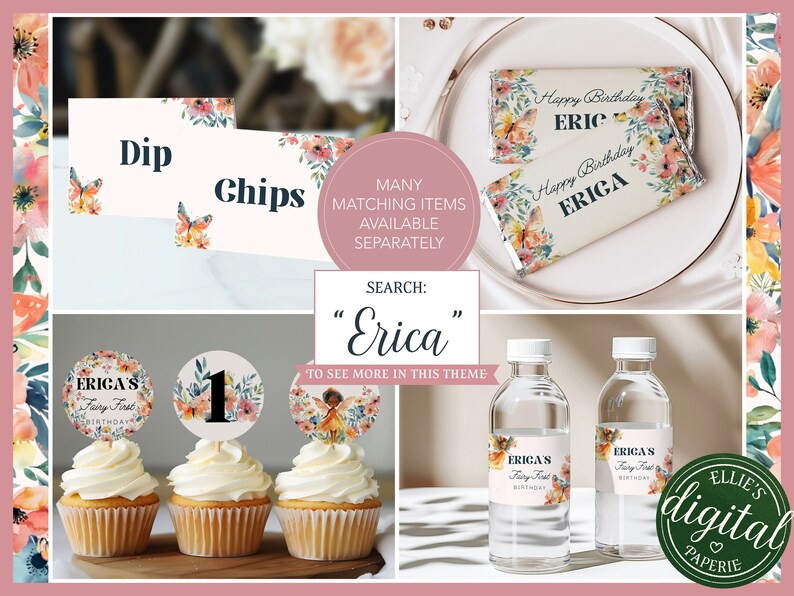 Fairy First Birthday Printable Cupcake Toppers | Wildflower Evite 1st ...