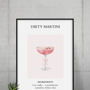 Dirty Martini Cocktail Print, Cocktail Poster, Minimalist Cocktails ...