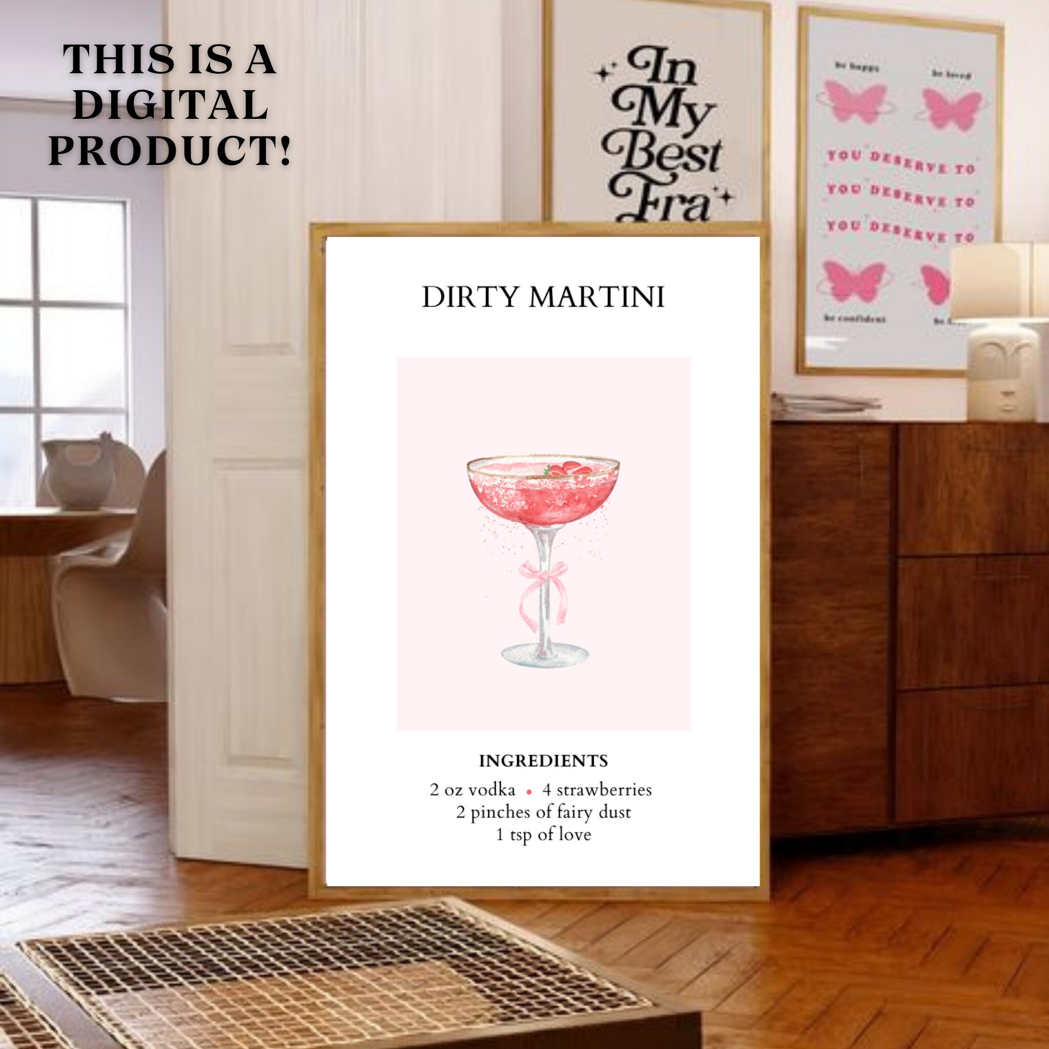 Dirty Martini Cocktail Print, Cocktail Poster, Minimalist Cocktails ...
