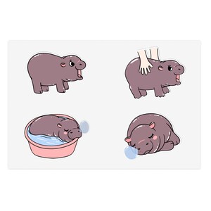 Moo Deng Stickers Moodeng Baby Hippo Sticket Sheets Viral Pygmy Hippo ...