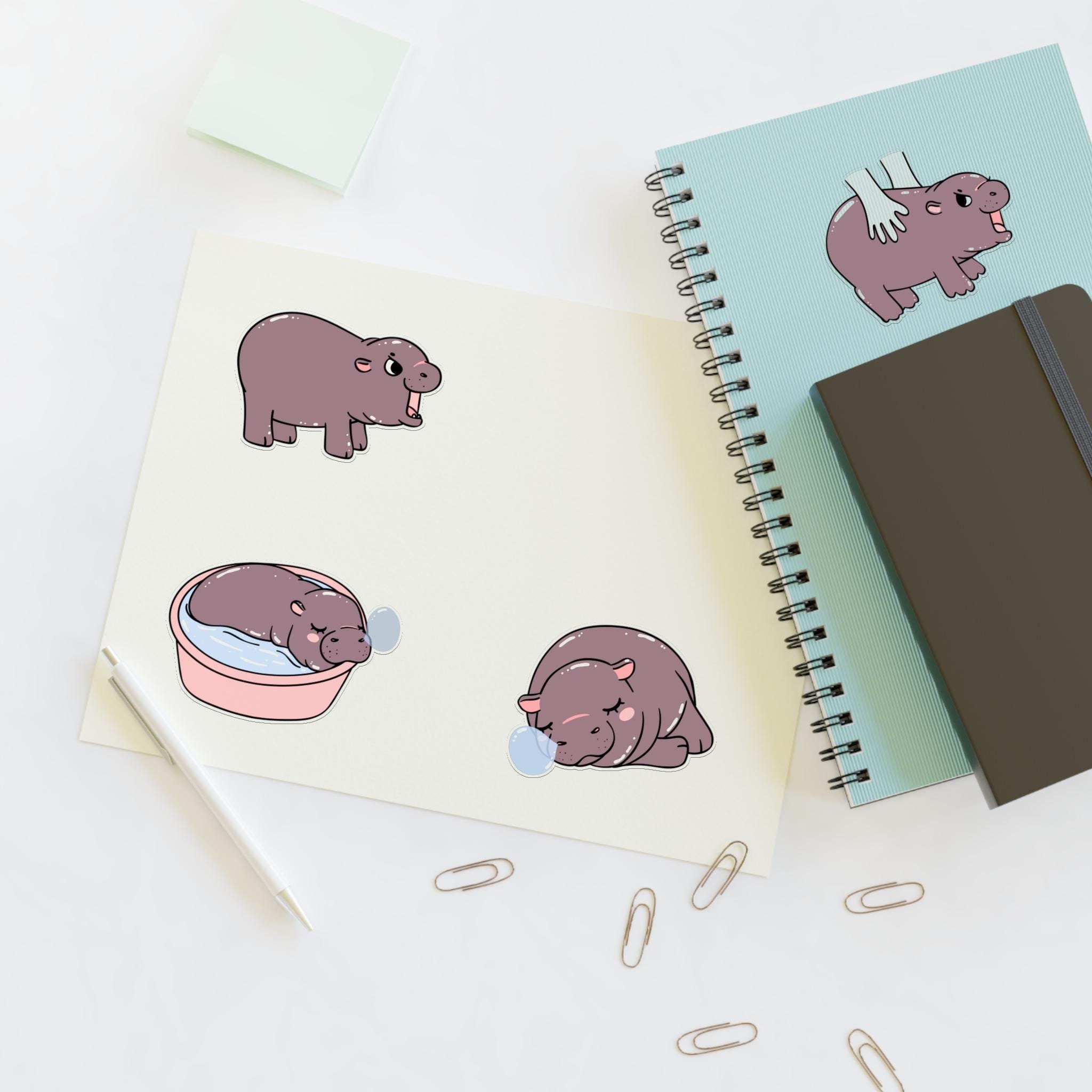 Moo Deng Stickers Moodeng Baby Hippo Sticket Sheets Viral Pygmy Hippo ...