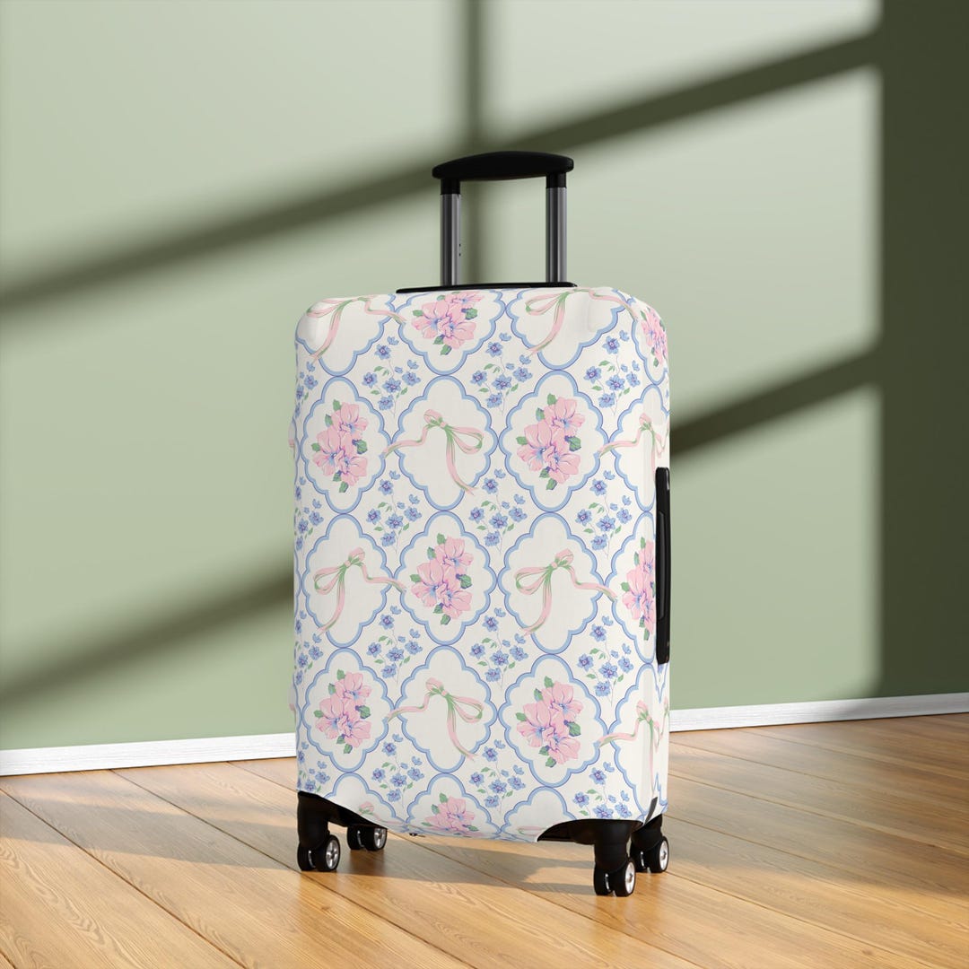 Coquette Bow Luggage Cover | Personalized Suitcase Cover | Floral ...