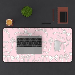 Pink Coquette Desk Mat, Cute Ribbon Large Mousepad, Preppy Room Decor ...