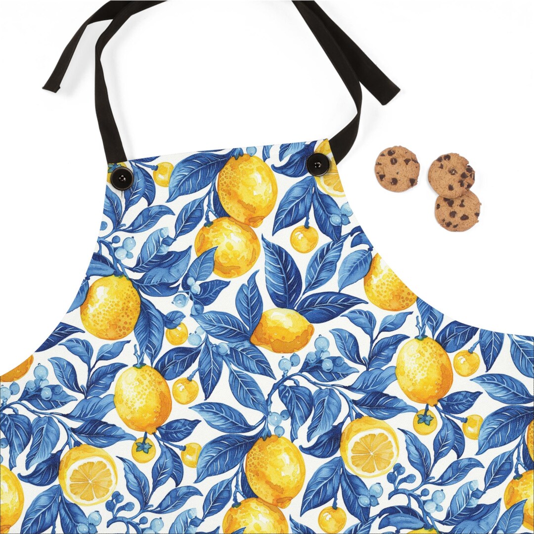 Lemon Pattern Apron | Amalfi Coast Apron | Italian Lemon Apron ...