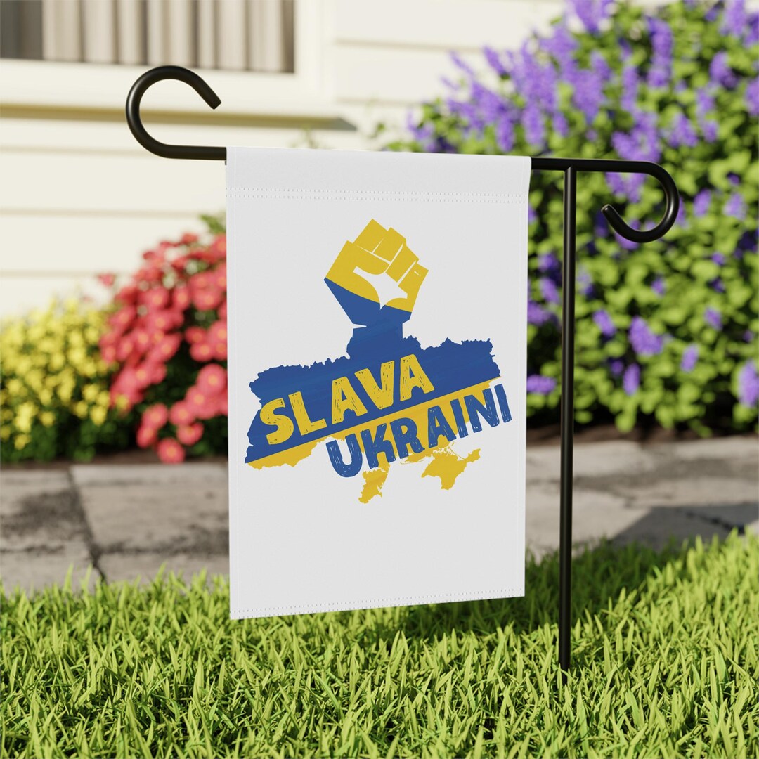 Slava Ukraini Garden Flag | Stand With Ukraine Yard Flag | Support ...