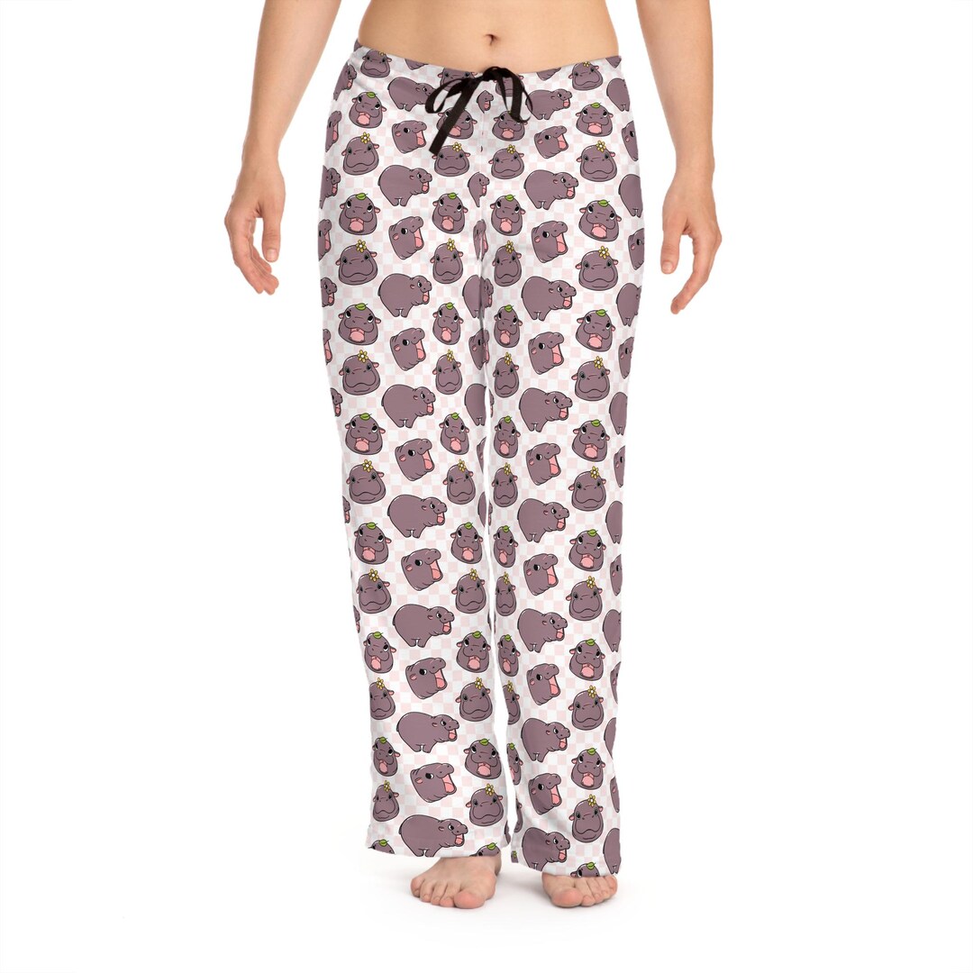 Moo Deng Women's Pajama Pants | Moodeng PJ Pants | Baby Pygmy Hippo ...
