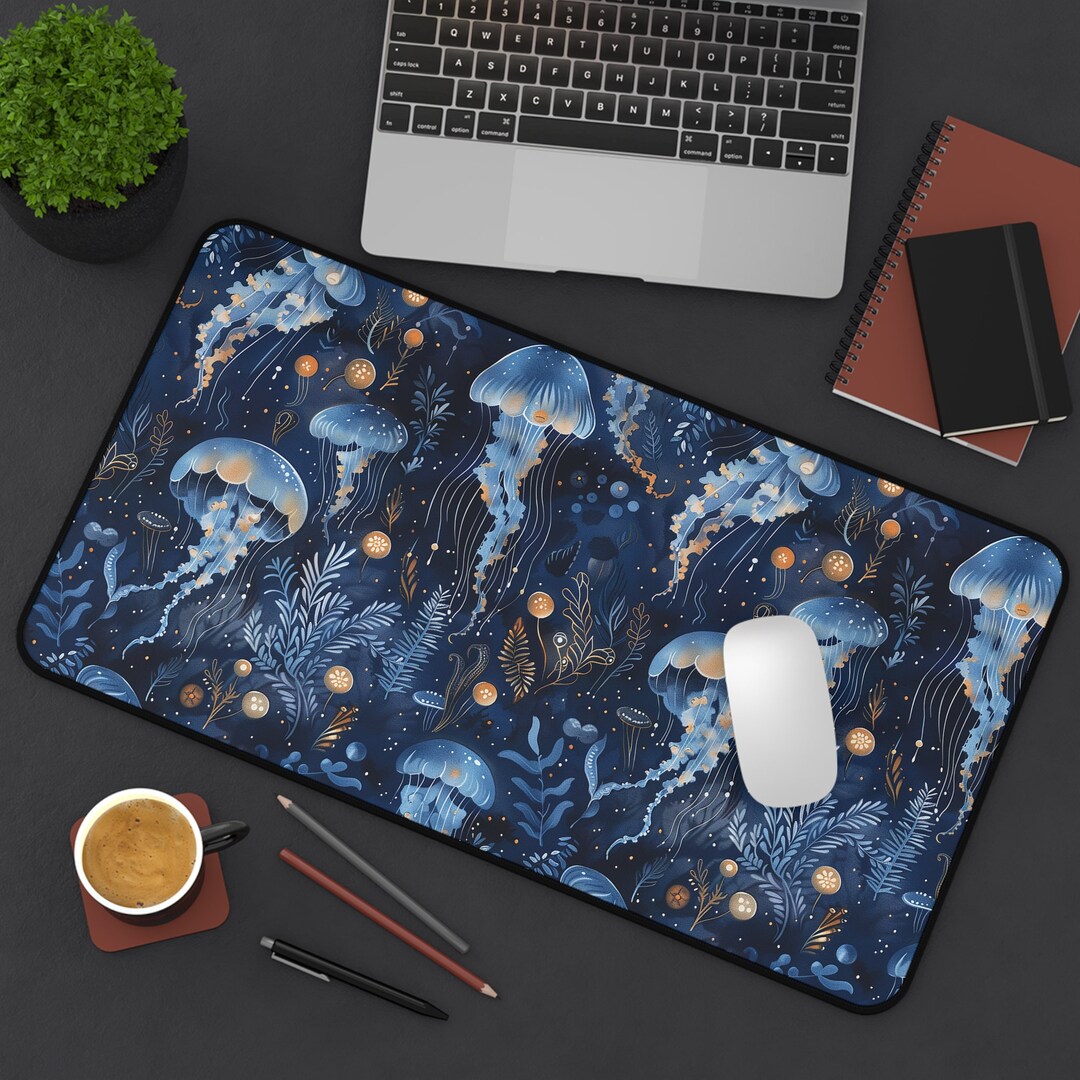 Magical Jellyfish Desk Mat, Sea Life Desk Mat, Ocean Inspired Mouse Pad ...