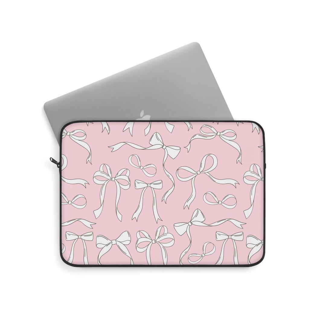 Coquette Laptop Case, Pink Ribbon Laptop Sleeve, Girly Aesthetic Laptop ...