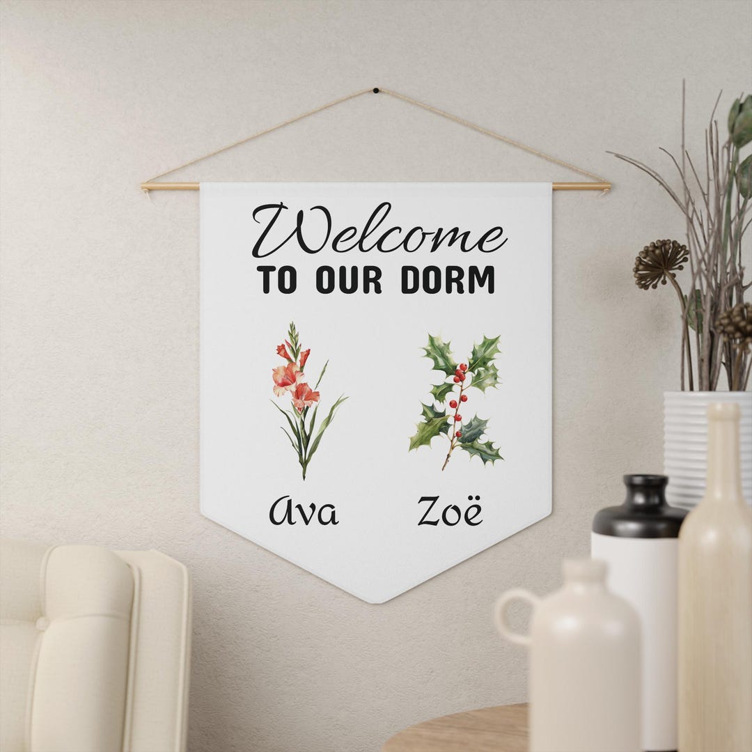 Personalized Dorm Room Door Sign, Birth Month Flower Roommate Dorm Room ...