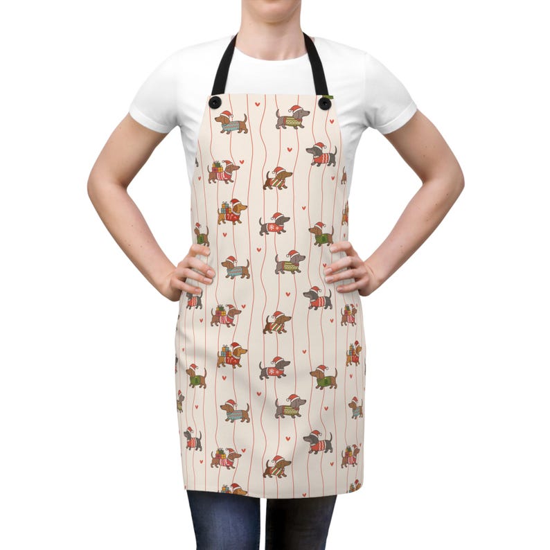 Dachshund Christmas Apron | Cute Wiener Dog Holiday Cooking Apron for ...
