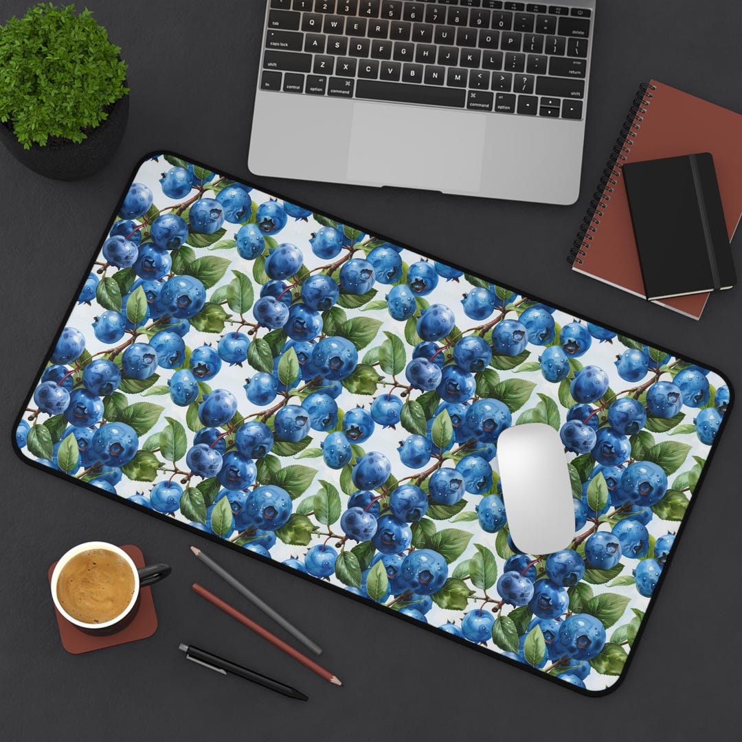 Blueberry Desk Mat | Blueberry Mousepad | Botanical Desk Pad | Large ...