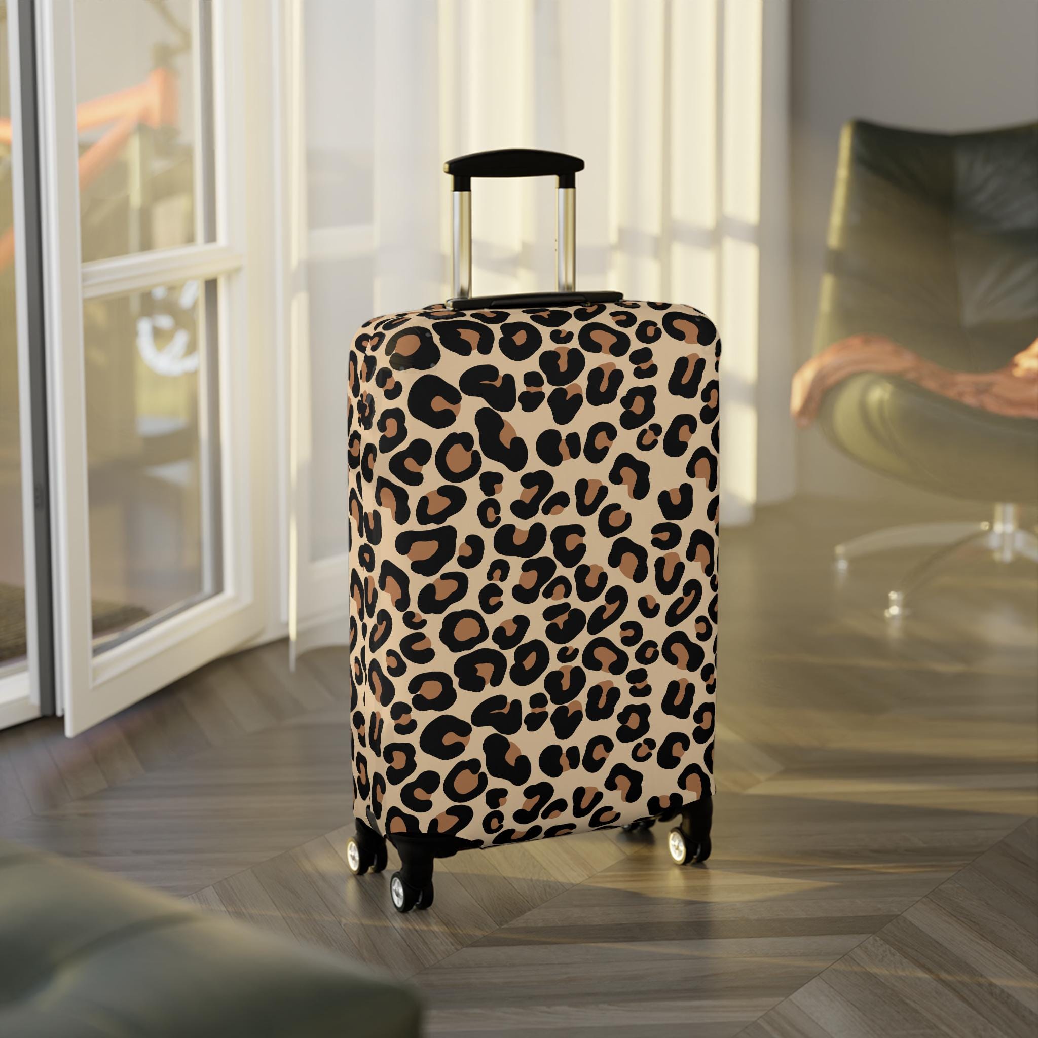 Leopard Print Custom Luggage Cover, Personalized Suitcase Cover, Animal ...