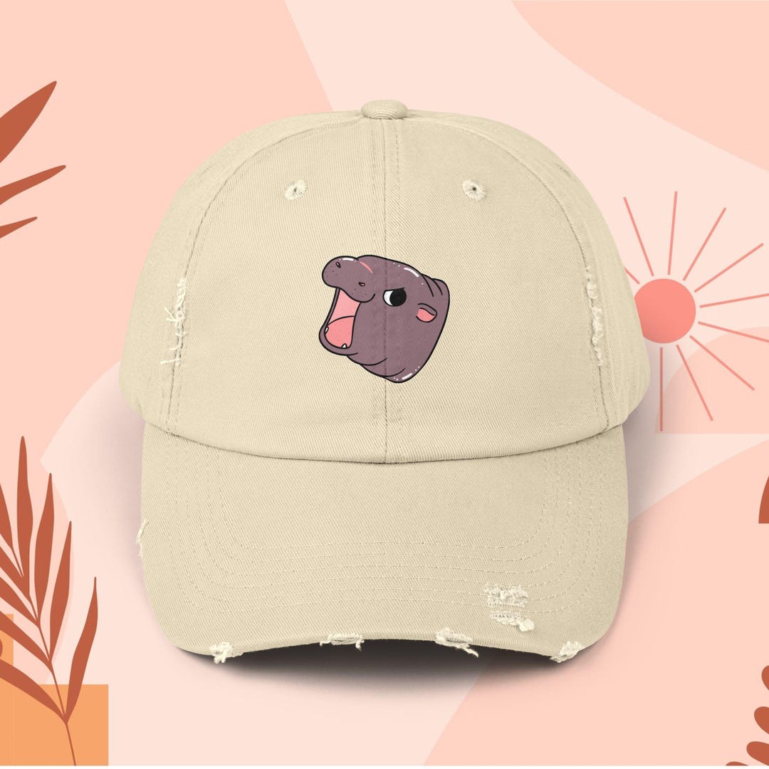 Moo Deng Hat Moodeng Dad Hat Meme Baby Hippo One Size Hat Pygmy Hippo ...