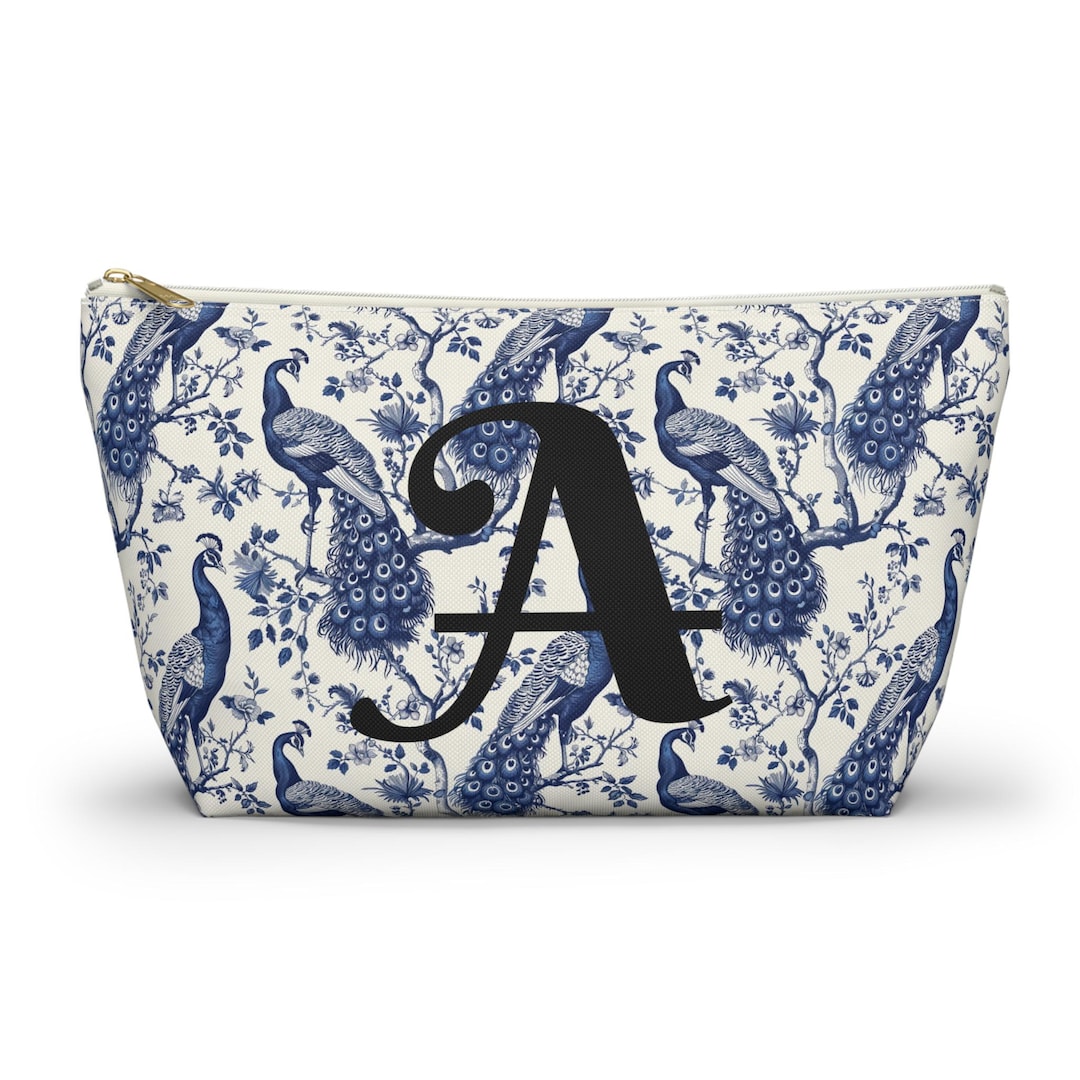 Toile Custom Toiletry Bag | Toile De Jouy Personalized Makeup Bag | Chicchinoiserie Accessory ...