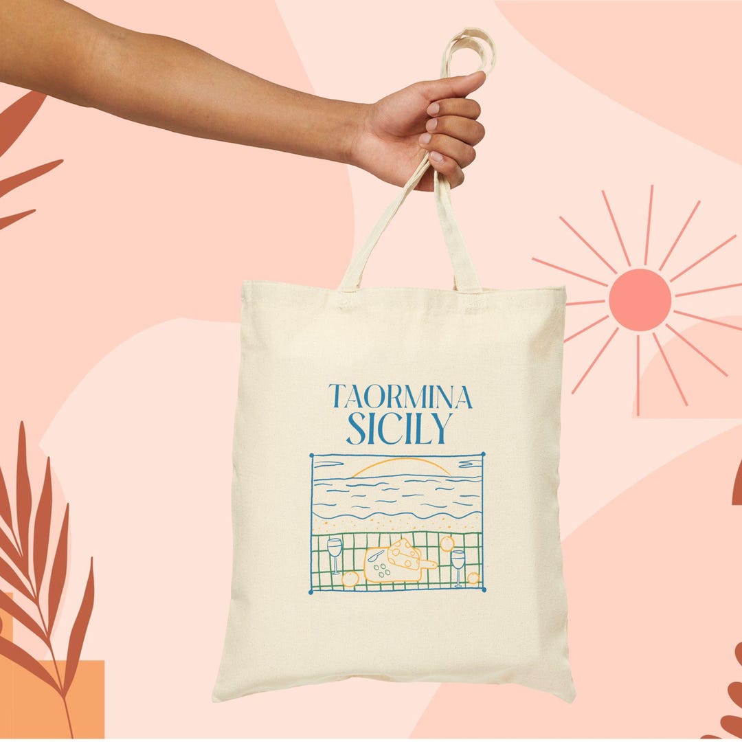 Taormina Sicily Tote Bag | Italy Canvas Tote Bag | Foodie Womens Bag ...