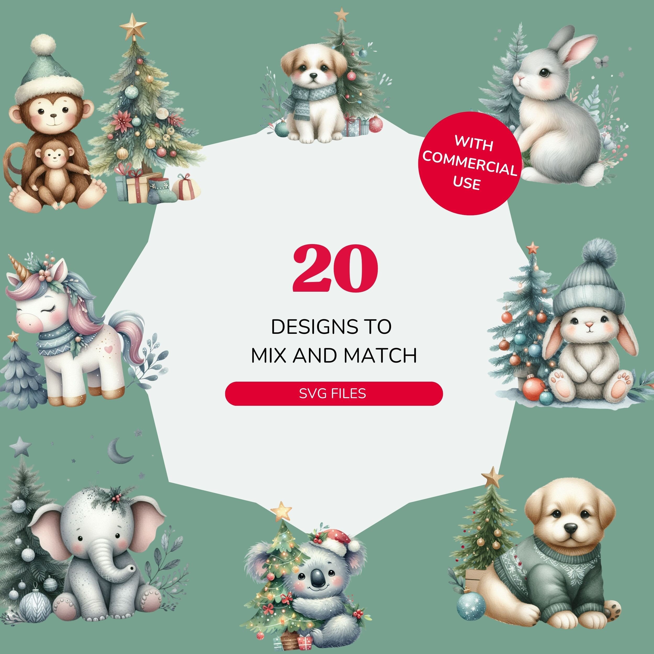 Christmas Cute Animals Clipart SVG | Family Christmas Svg | Cute ...